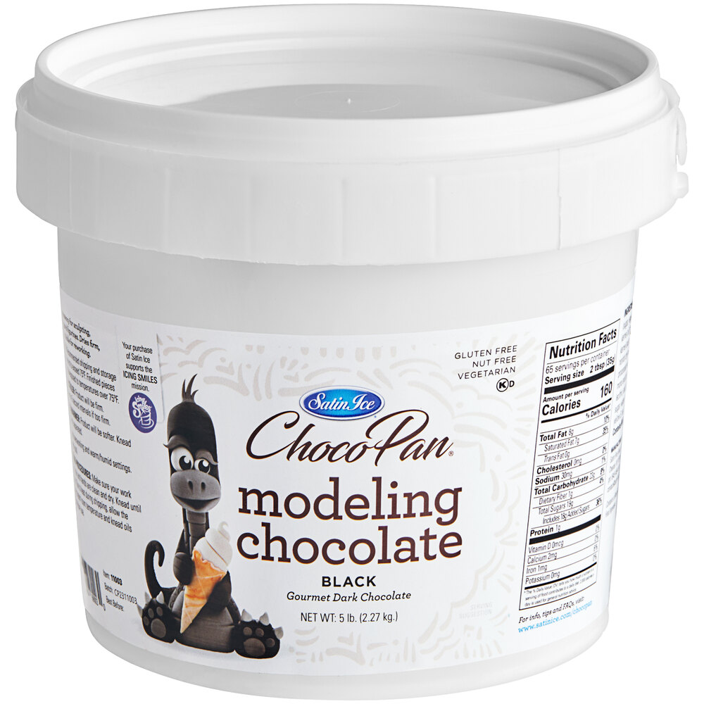 Satin Ice ChocoPan 5 lb. Black Modeling Chocolate - 4/Case