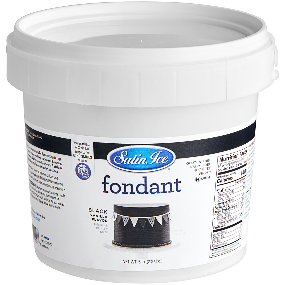 Satin Ice 5 lb. Black Vanilla Rolled Fondant Icing - 8/Case