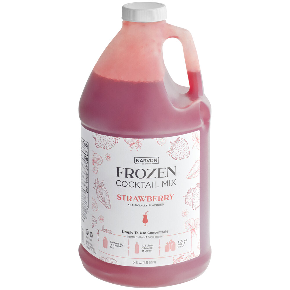 Narvon Strawberry Frozen Cocktail Mix Concentrate 1/2 Gallon - 6/Case