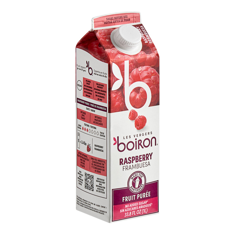 Les Vergers Boiron Raspberry Real Fruit Puree 1 Liter - 6/Case