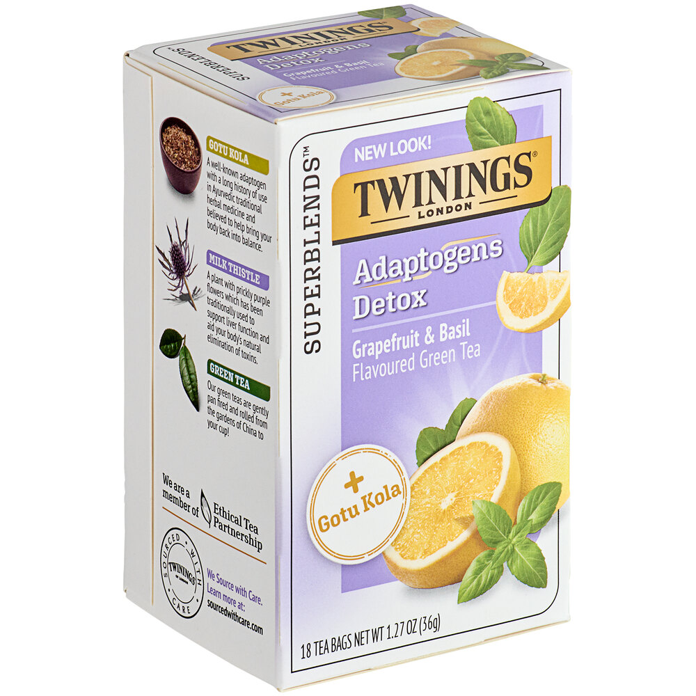 Twinings Detox Adaptogens, Grapefruit & Basil Green Tea Bags - 108/Case
