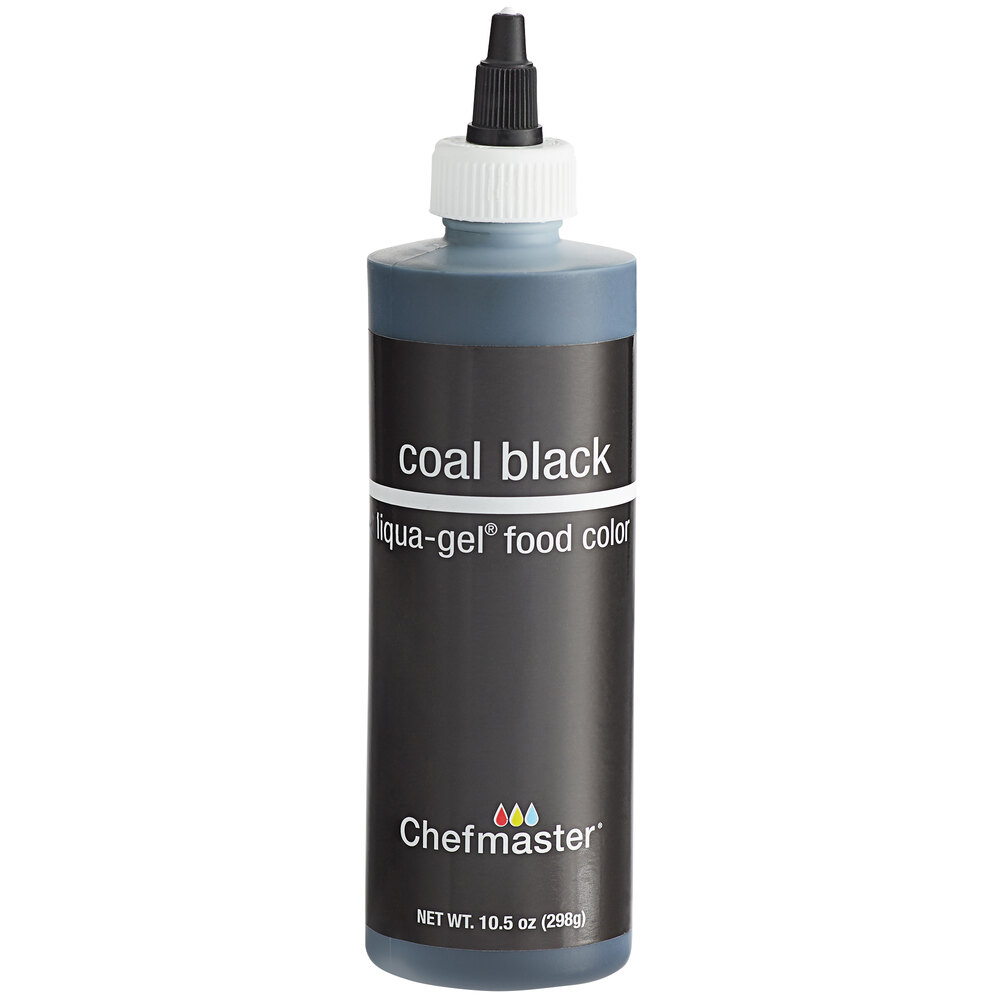 Chefmaster 10.5 oz. Coal Black Liqua-Gel Food Coloring - 12/Case
