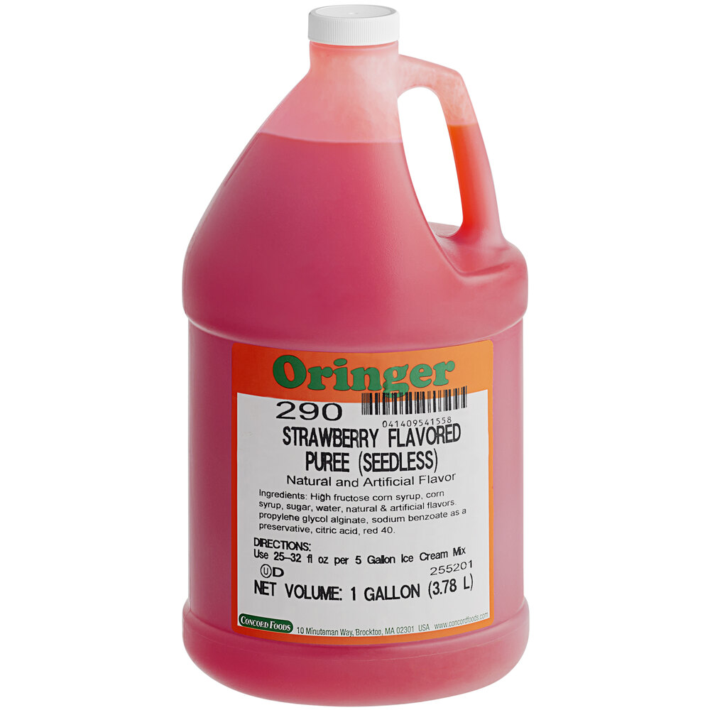 Oringer Seedless Strawberry Puree Hard Serve Ice Cream Base 1 Gallon ...