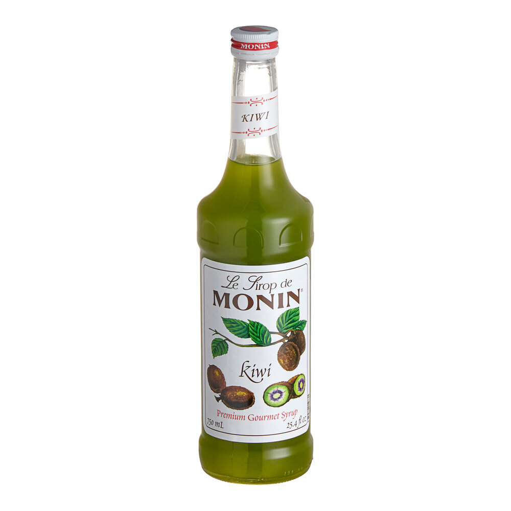 Monin Premium Kiwi Flavoring / Fruit Syrup 750 mL - 12/Case