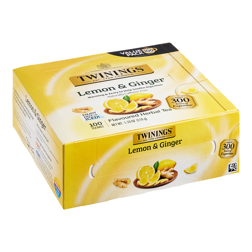 Twinings Lemon & Ginger Herbal Tea Bags - 400/Case