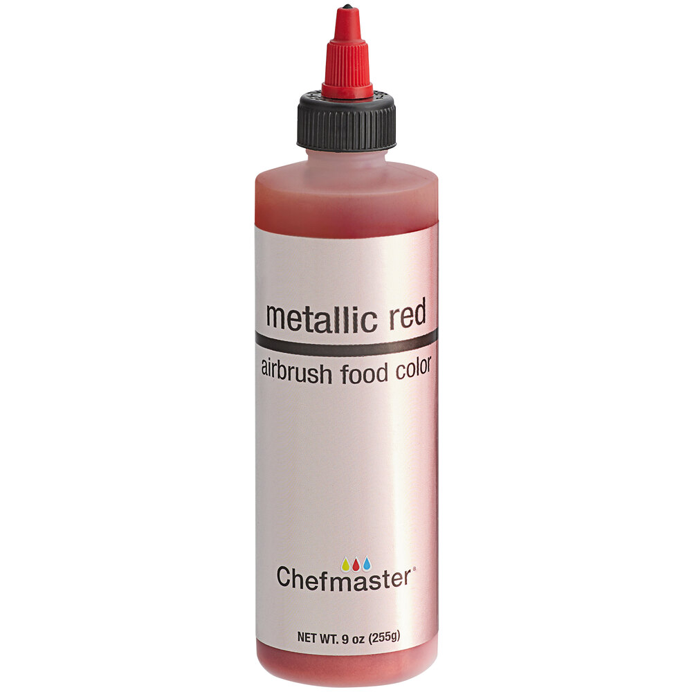 Chefmaster 9 oz. Metallic Red Airbrush Color - 12/Case