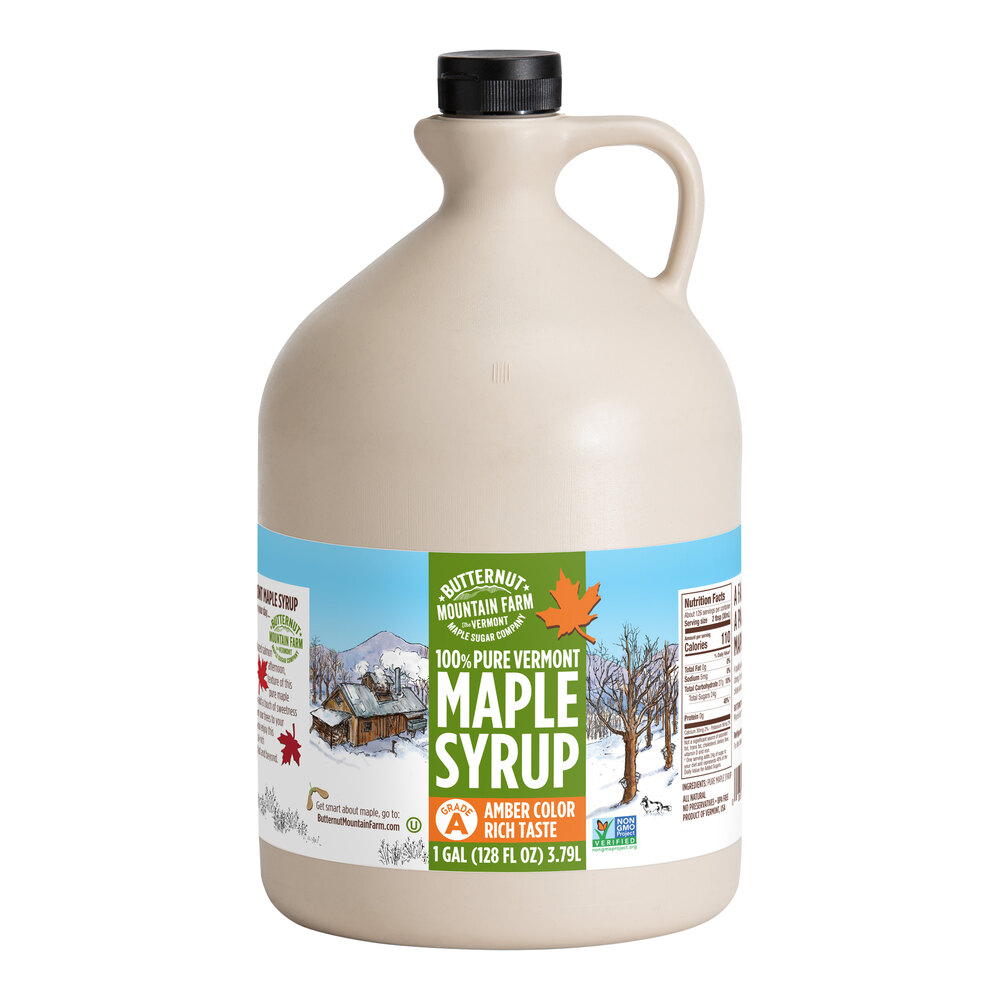Butternut Mountain Farm Grade A Amber Pure Vermont Maple Syrup 1 Gallon ...