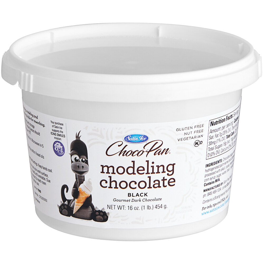 Satin Ice ChocoPan 1 lb. Black Modeling Chocolate - 4/Case