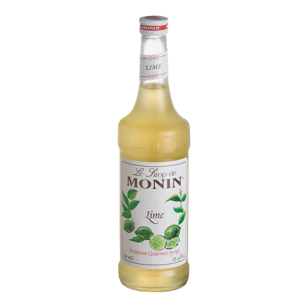 Monin Premium Lime Flavoring / Fruit Syrup 750 mL - 12/Case