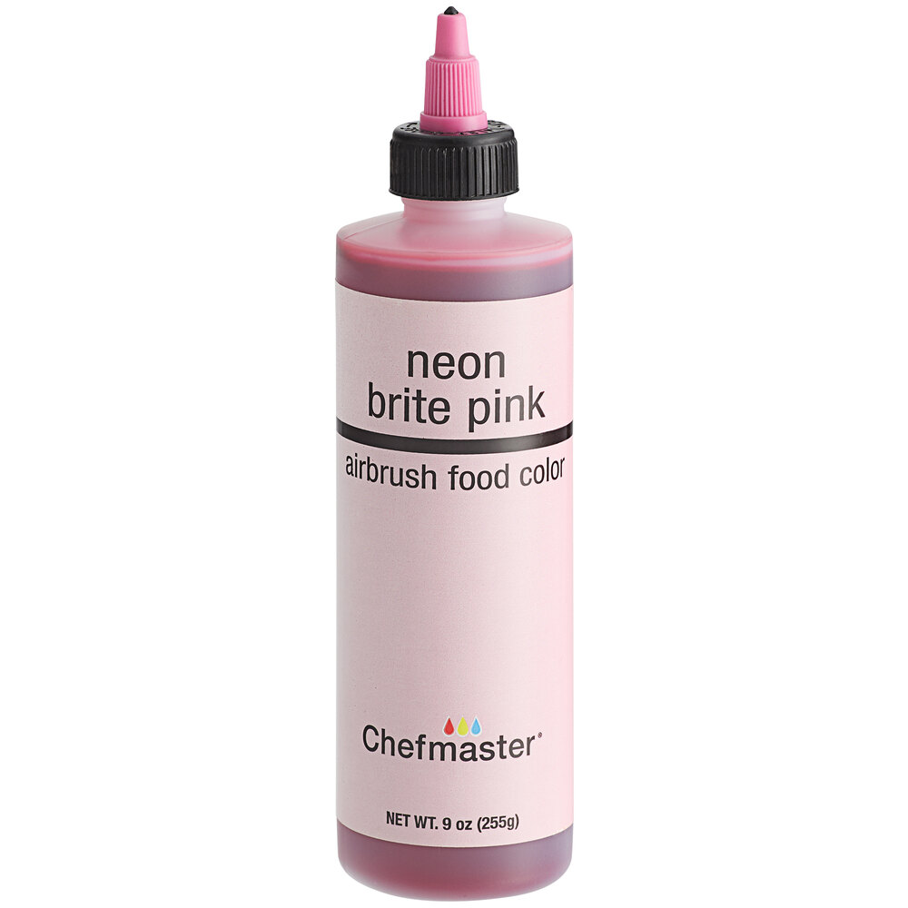Chefmaster 9 oz. Neon Brite Pink Airbrush Color - 12/Case