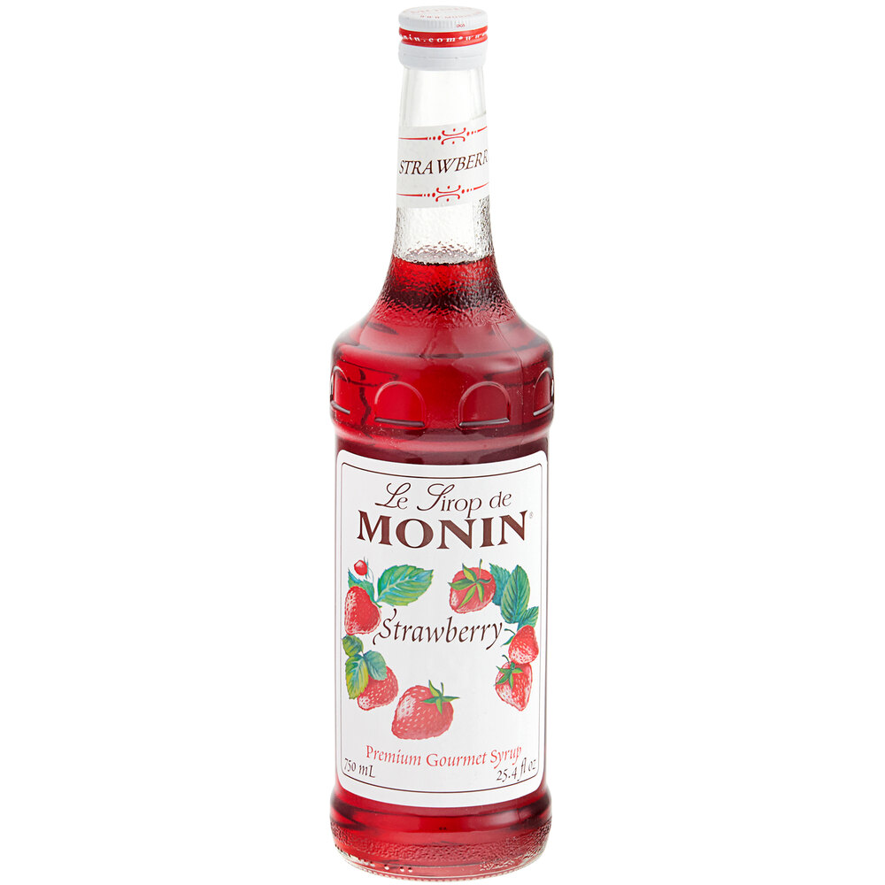 Monin Premium Strawberry Flavoring / Fruit Syrup - 750 mL - 12/Case