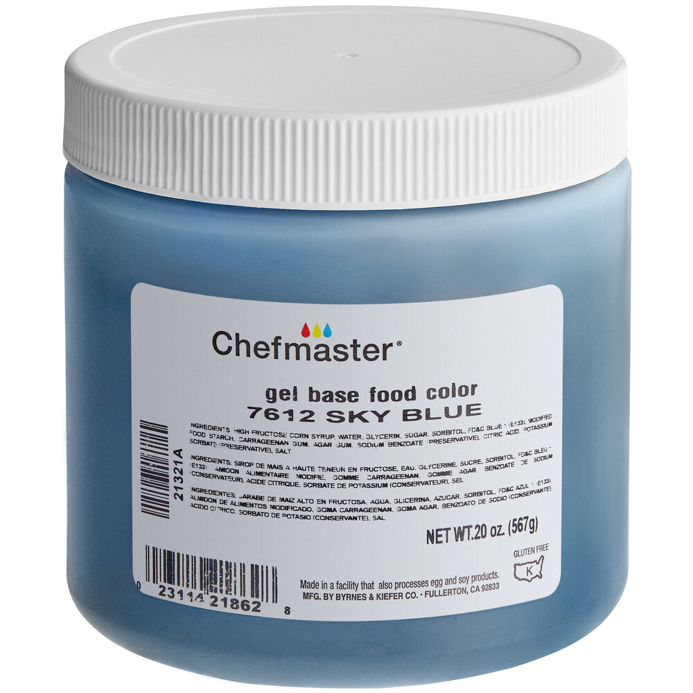 Chefmaster Sky Blue Gel Food Coloring 20 oz. - 12/Case