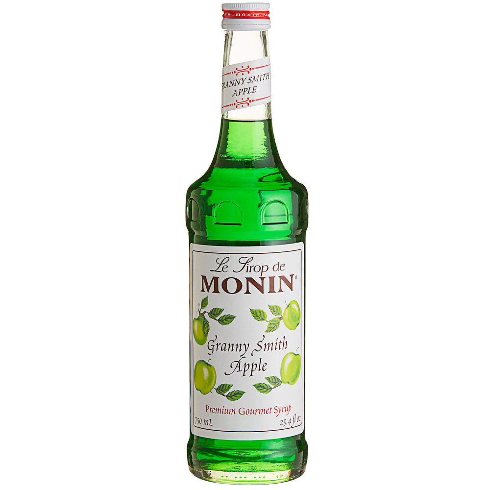 Monin Premium Granny Smith Apple Flavoring / Fruit Syrup 750 mL - 12/Case