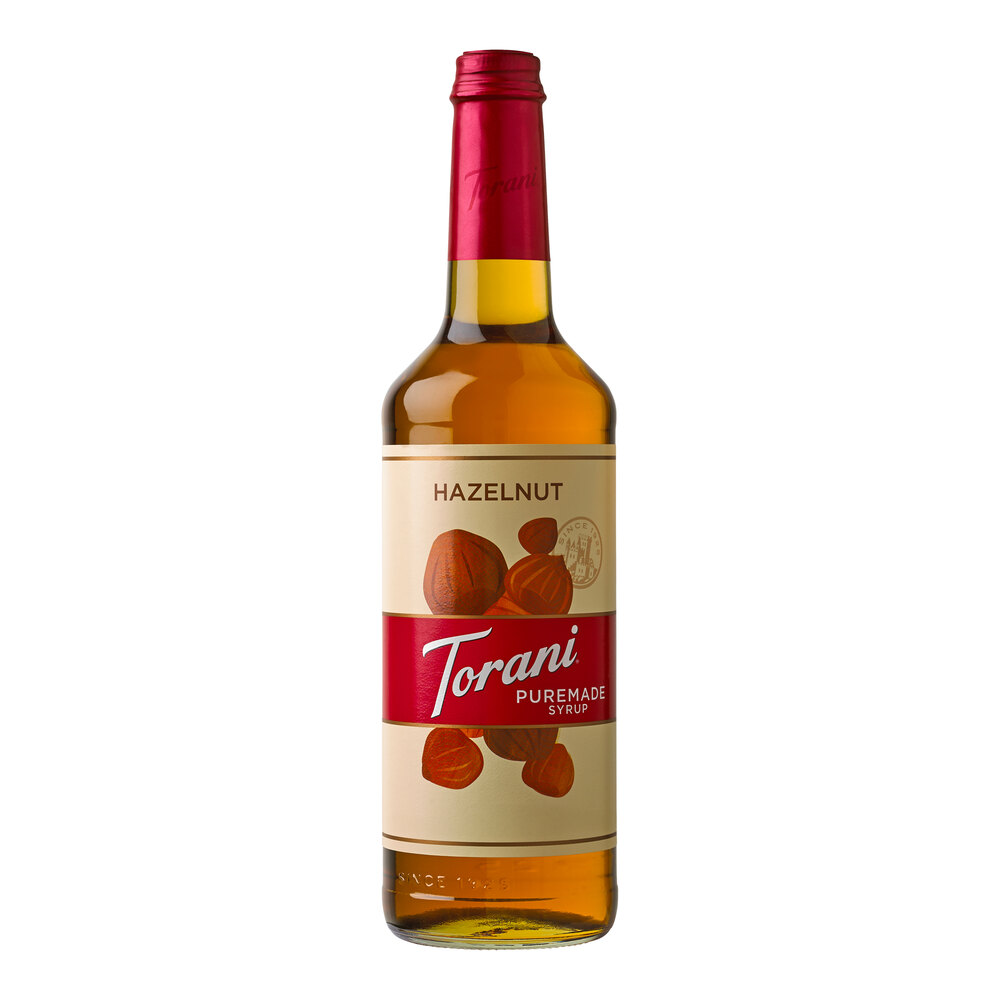 Torani Puremade Hazelnut Flavoring Syrup 750 mL Glass Bottle - 4/Case