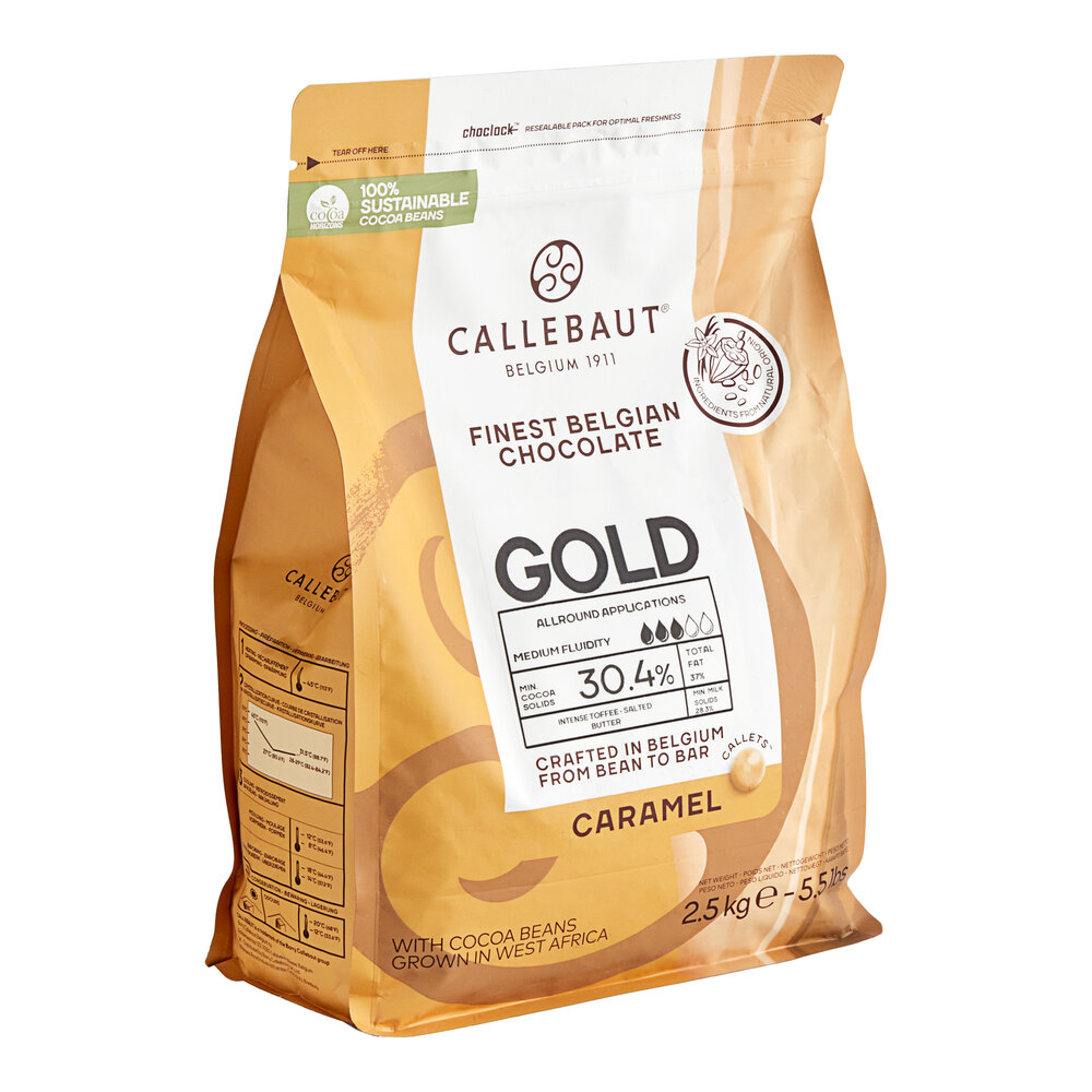 Callebaut Gold Caramelized White Chocolate Callets™ 5.5 lb. - 4/Case