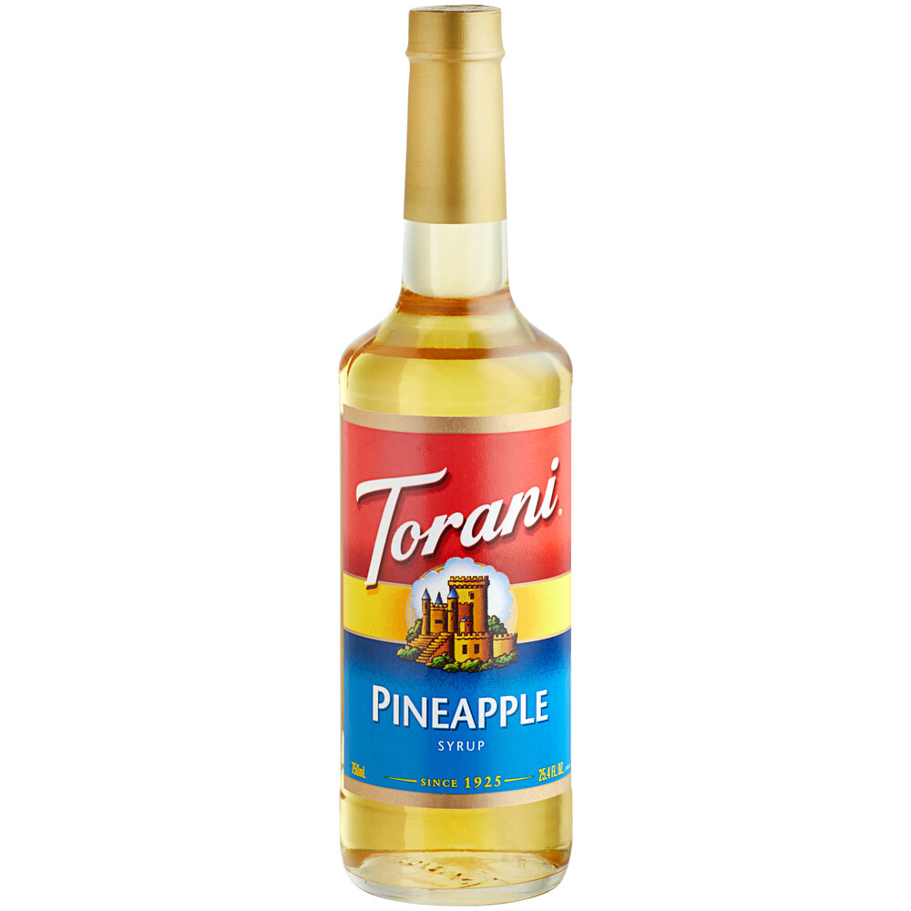 Torani Pineapple Flavoring / Fruit Syrup 750 mL Glass Bottle - 12/Case
