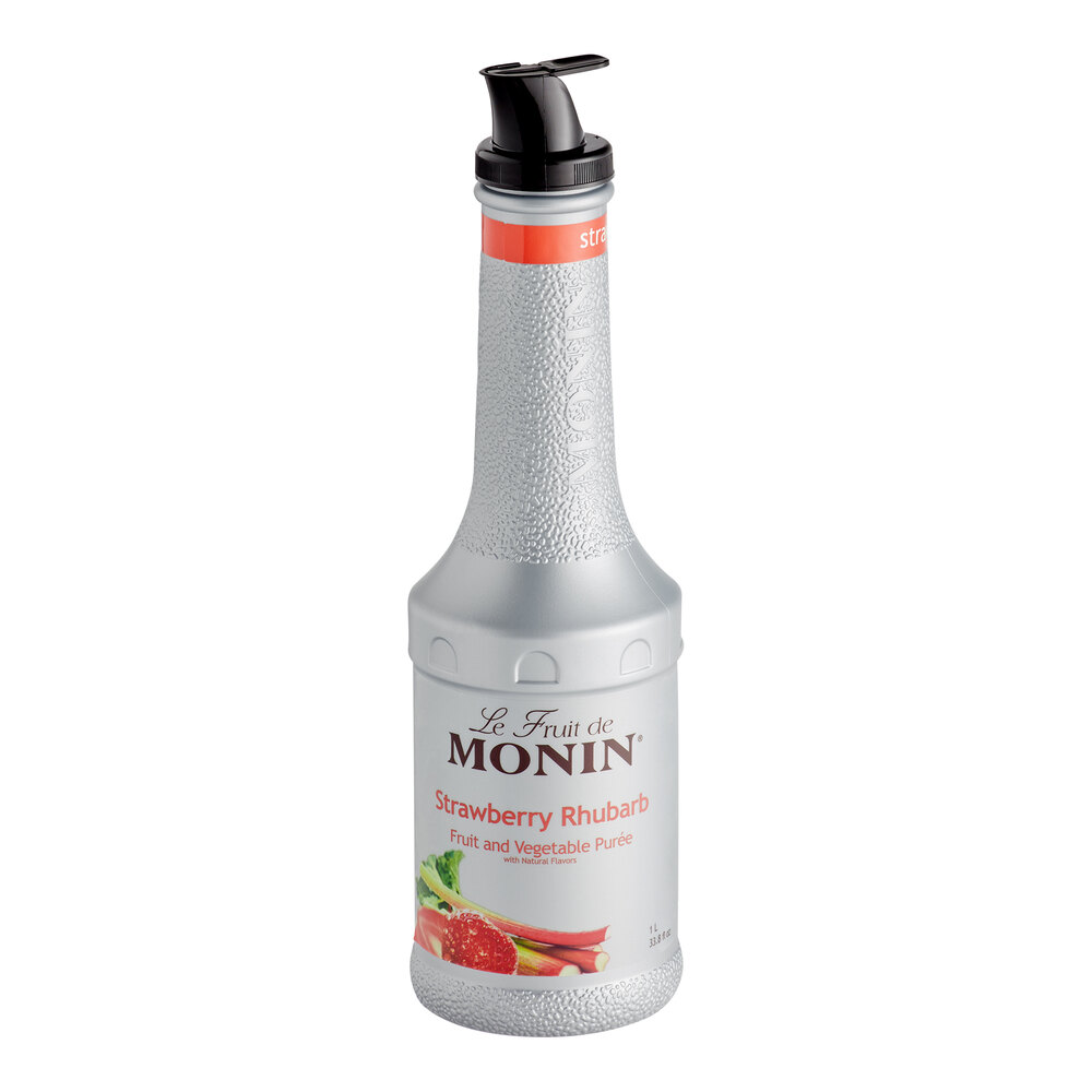 Monin 1 Liter Strawberry Rhubarb Fruit and Vegetable Puree - 4/Case