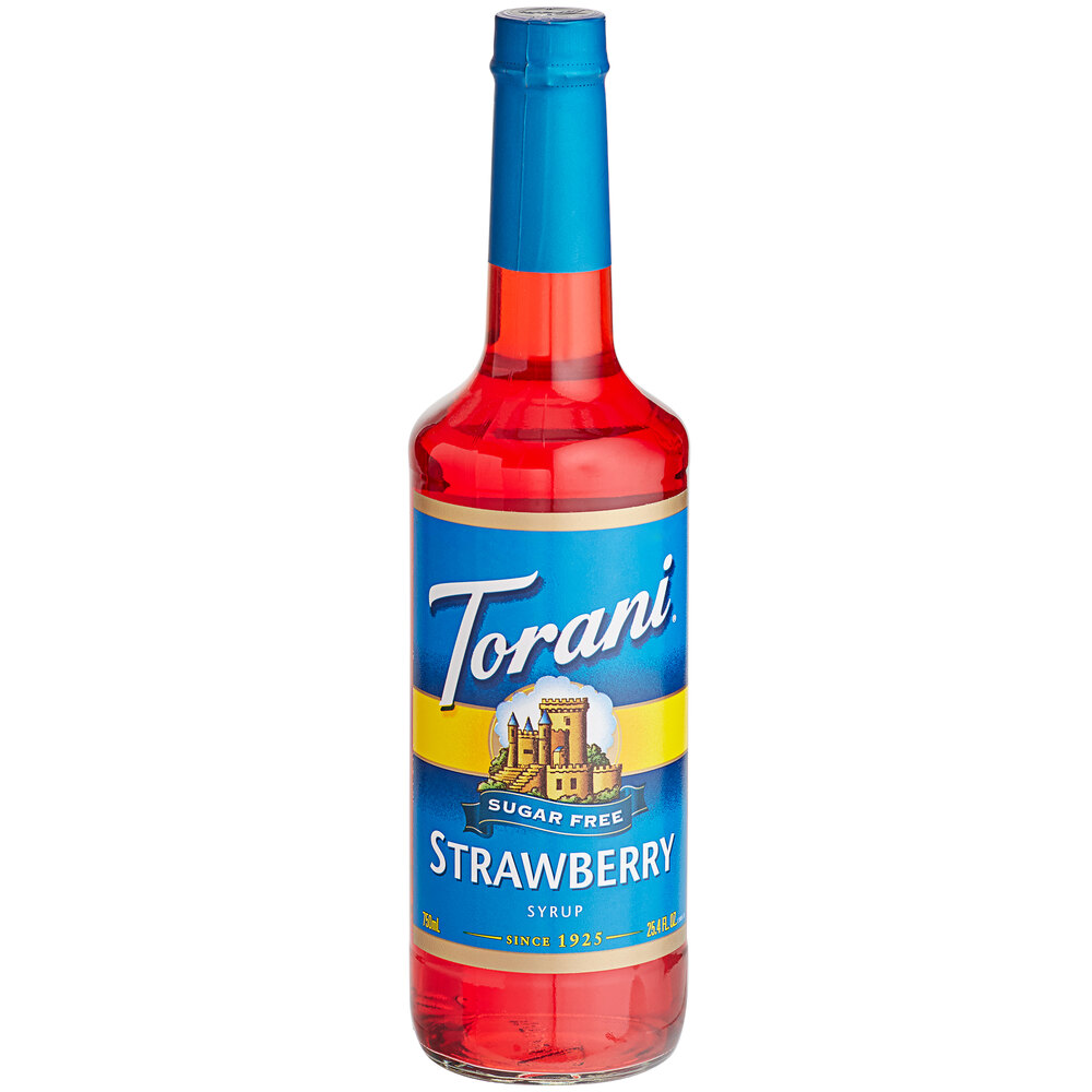 Torani Sugar-Free Strawberry Flavoring / Fruit Syrup 750 mL Glass ...
