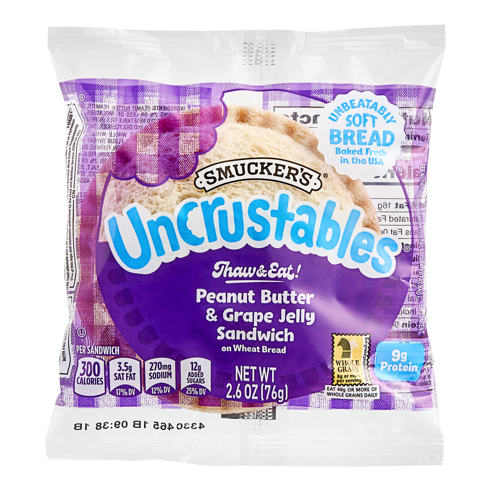 Smucker's Uncrustables Grape Jelly and Peanut Butter Whole Wheat ...