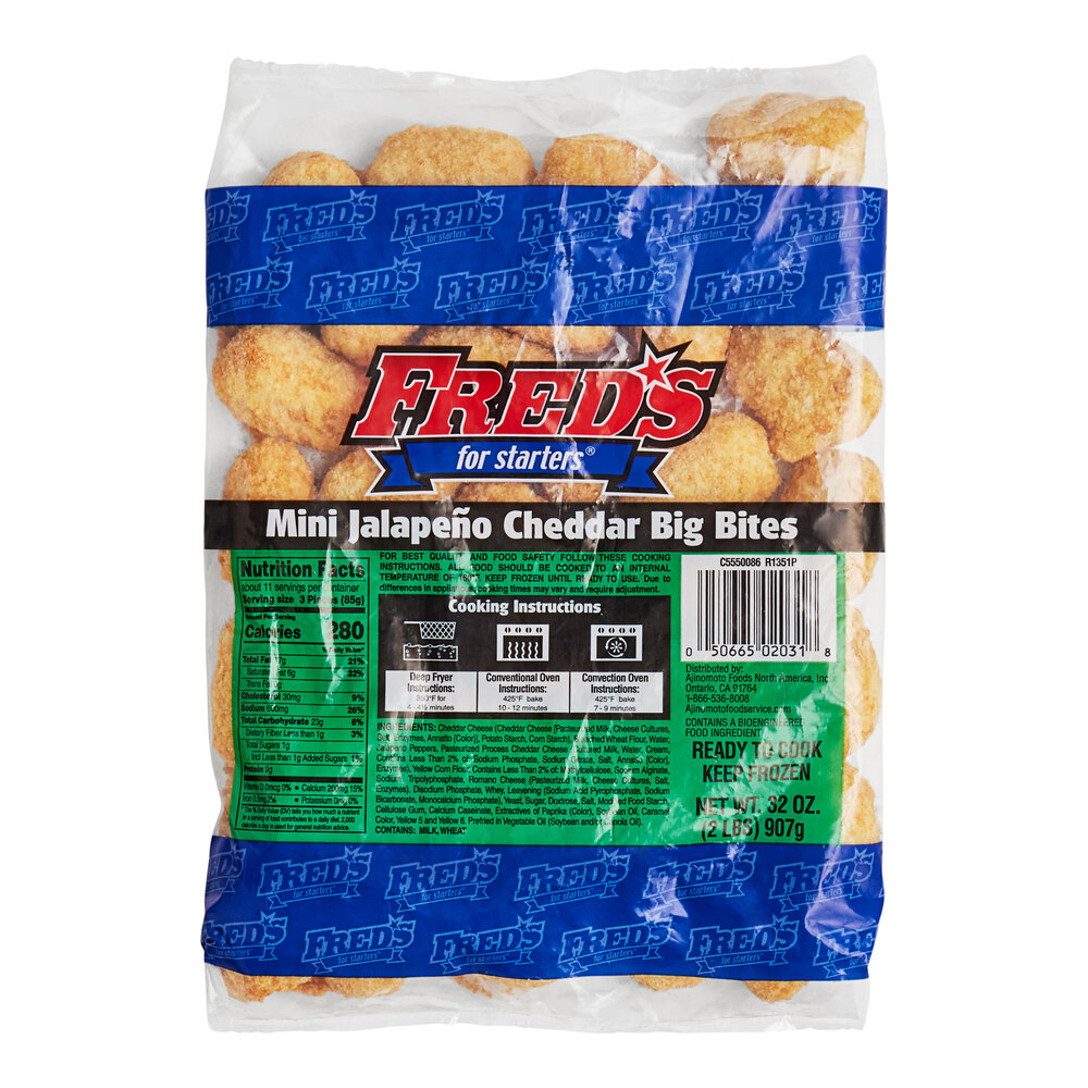 Fred's Breaded Jalapeno Cheddar Cheese Bites 2 lb. - 6/Case