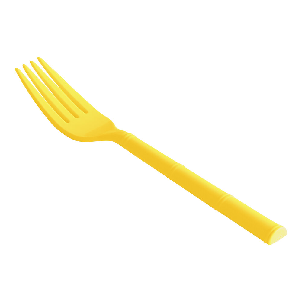 Design Specialties 7" Yellow Reusable Polycarbonate Fork - 432/Case