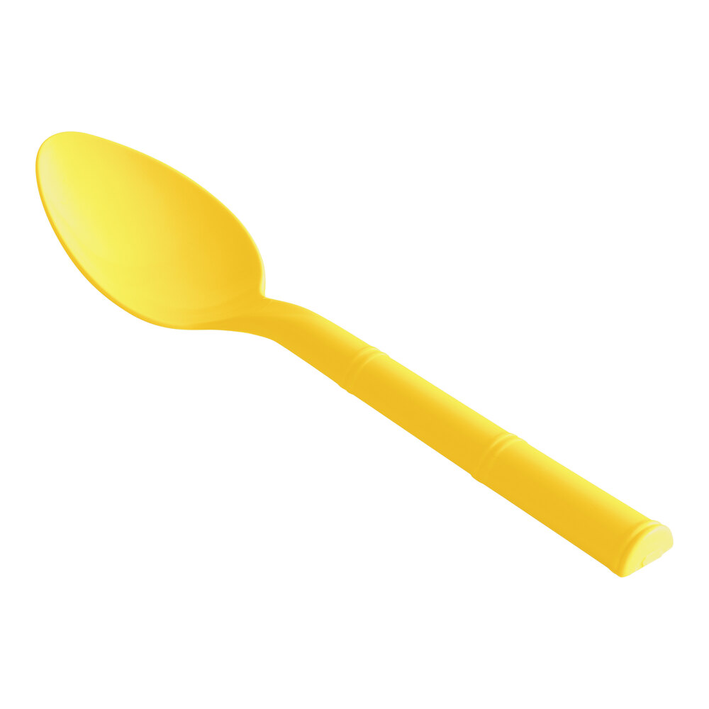 Design Specialties 6" Yellow Reusable Polycarbonate Teaspoon - 432/Case