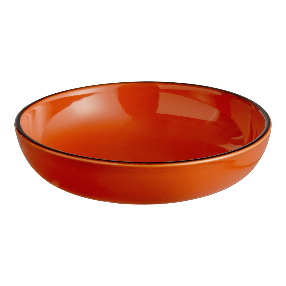 Acopa Keystone 8" Sedona Orange Porcelain Coupe Low Bowl - 24/Case