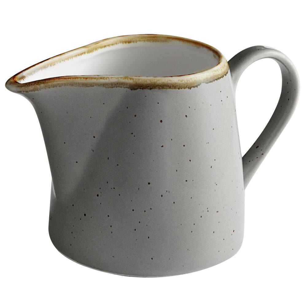 Acopa Keystone 10 oz. Granite Gray Porcelain Creamer - 12/Case