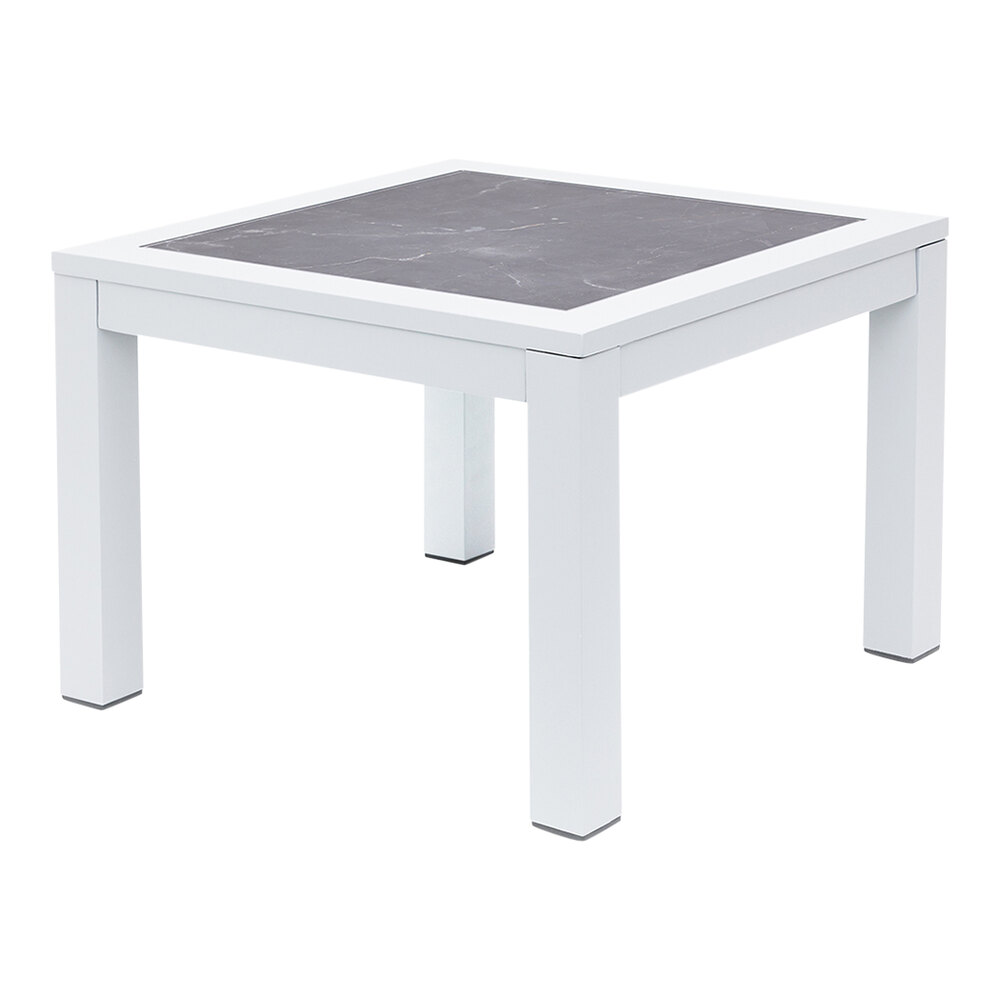 BFM Seating Belmar White Aluminum Pietro Top End Table