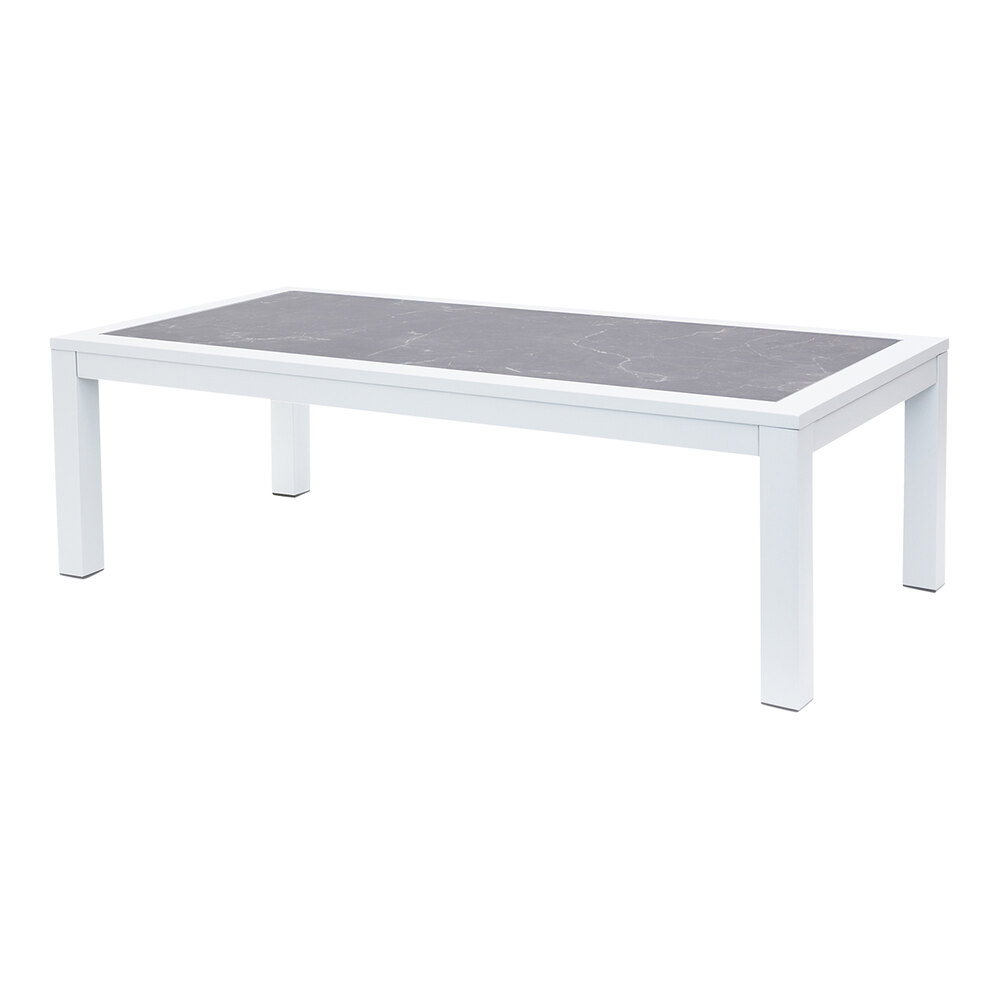 BFM Seating Belmar White Aluminum Pietro Top Coffee Table