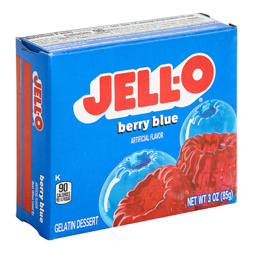 JELL-O Berry Blue Gelatin Dessert Mix 3 oz. - 24/Case