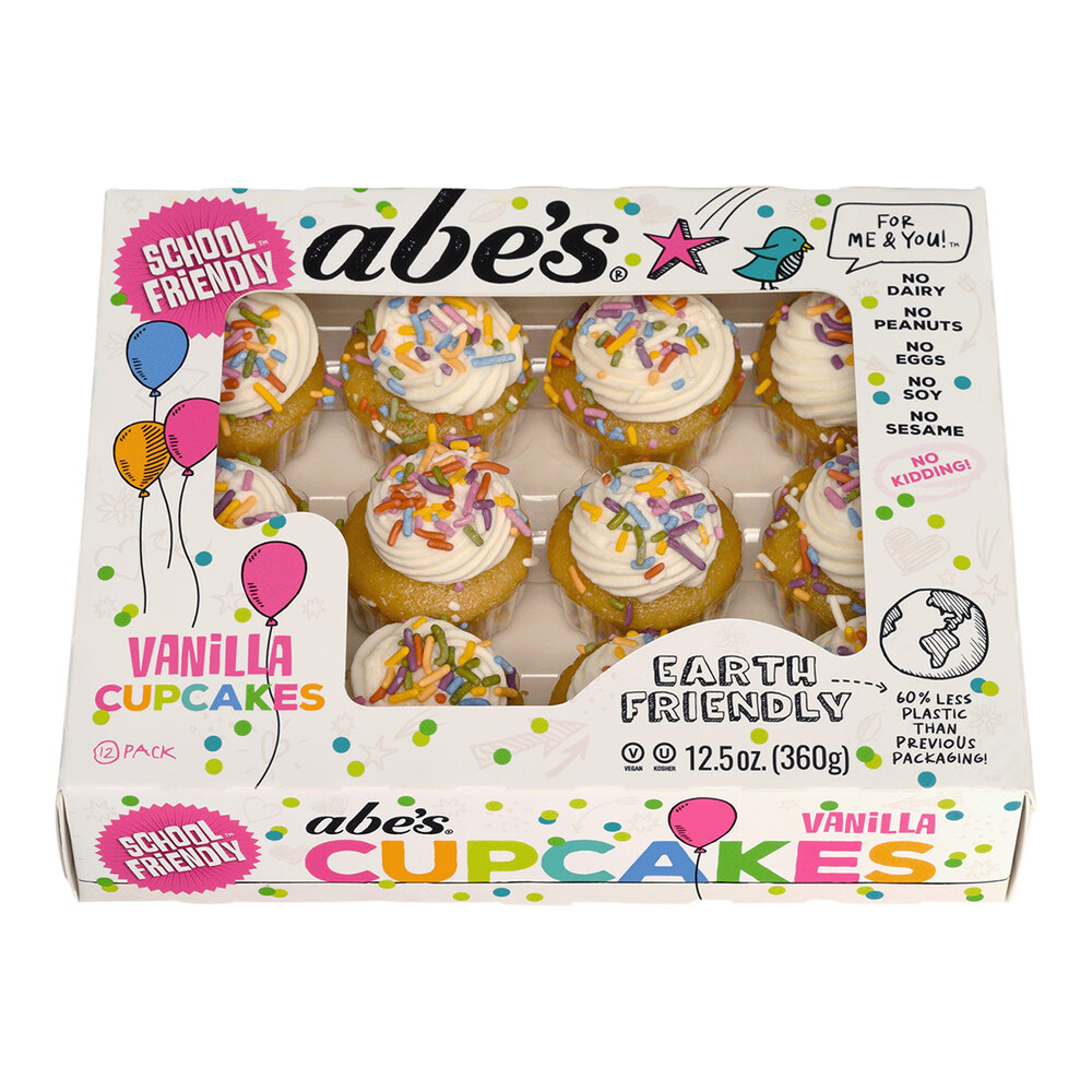 Abe's Vegan Vanilla Mini Cupcake 12-Count 12.5 oz. - 12/Case