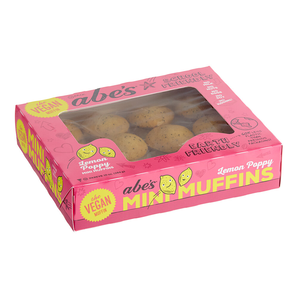 Abe's Vegan Lemon Poppy Mini Muffin 12-Count 10 oz. - 12/Case
