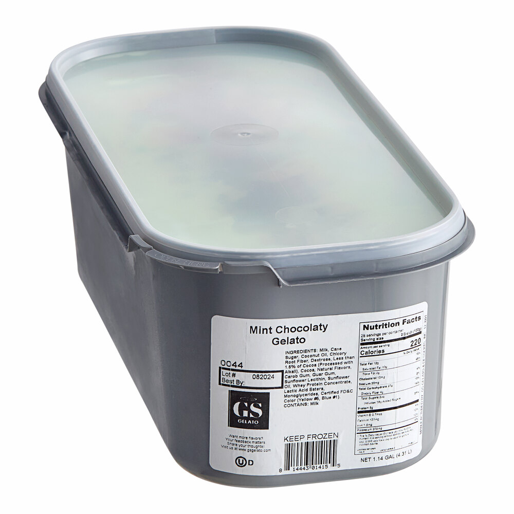 G.S. Gelato Mint Chocolaty Gelato 5 Liter Container