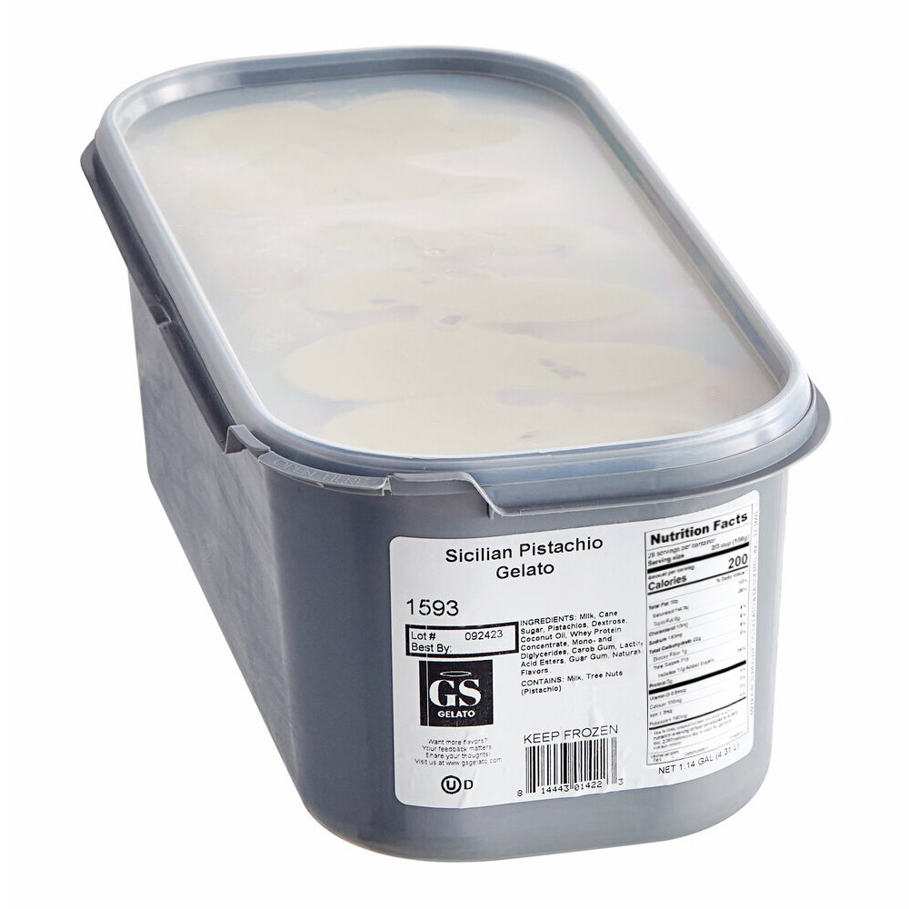 G.S. Gelato Sicilian Pistachio Gelato 5 Liter Container