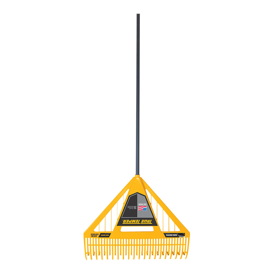 True Temper 27" Dual Tine Poly Leaf Rake with Fiberglass Handle and ...