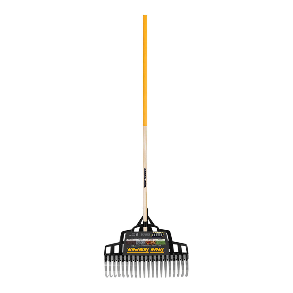 True Temper 20" Multi-Purpose Steel Lawn Rake with Wooden Handle and ...