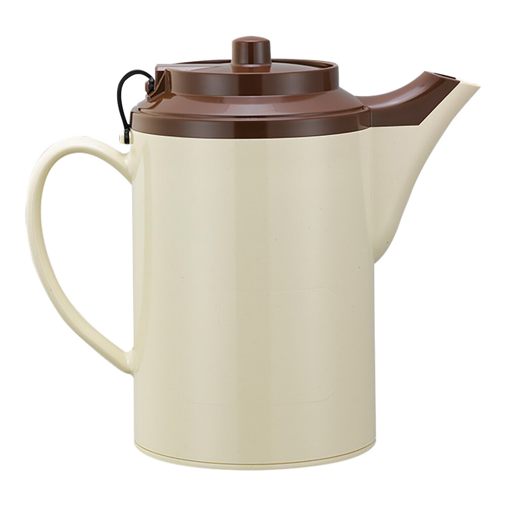 Service Ideas 16 oz. Stoneware Double Wall Plastic Teapot with Tethered ...