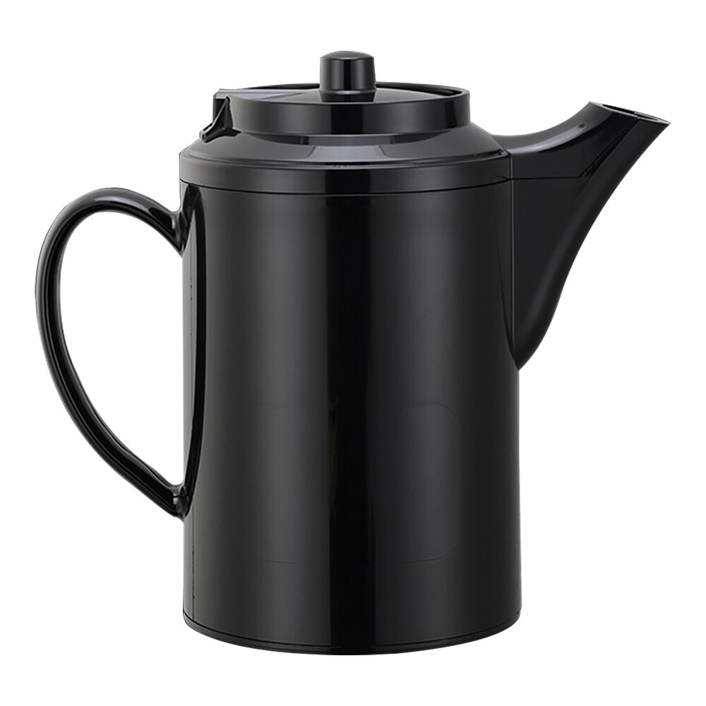 Service Ideas 16 oz. Black Double Wall Plastic Teapot with Lid TS612BL