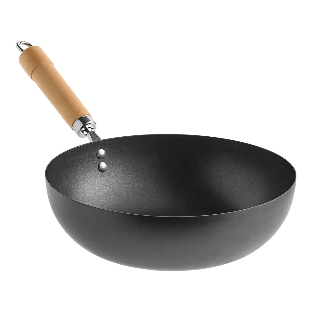 Emperor's Select 12" Carbon Steel Non-Stick Flat Bottom Mandarin Wok ...