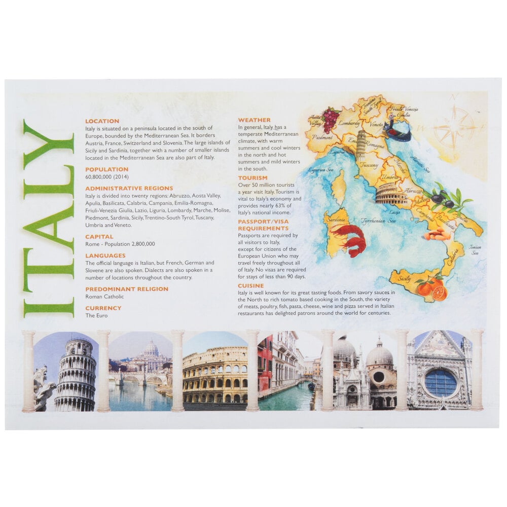 Hoffmaster PP112 10" x 14" Italia Paper Placemat - 1,000/Case