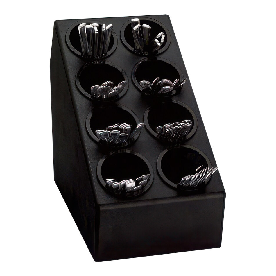Dispense-Rite Black Polystyrene 8-Section Countertop Flatware ...