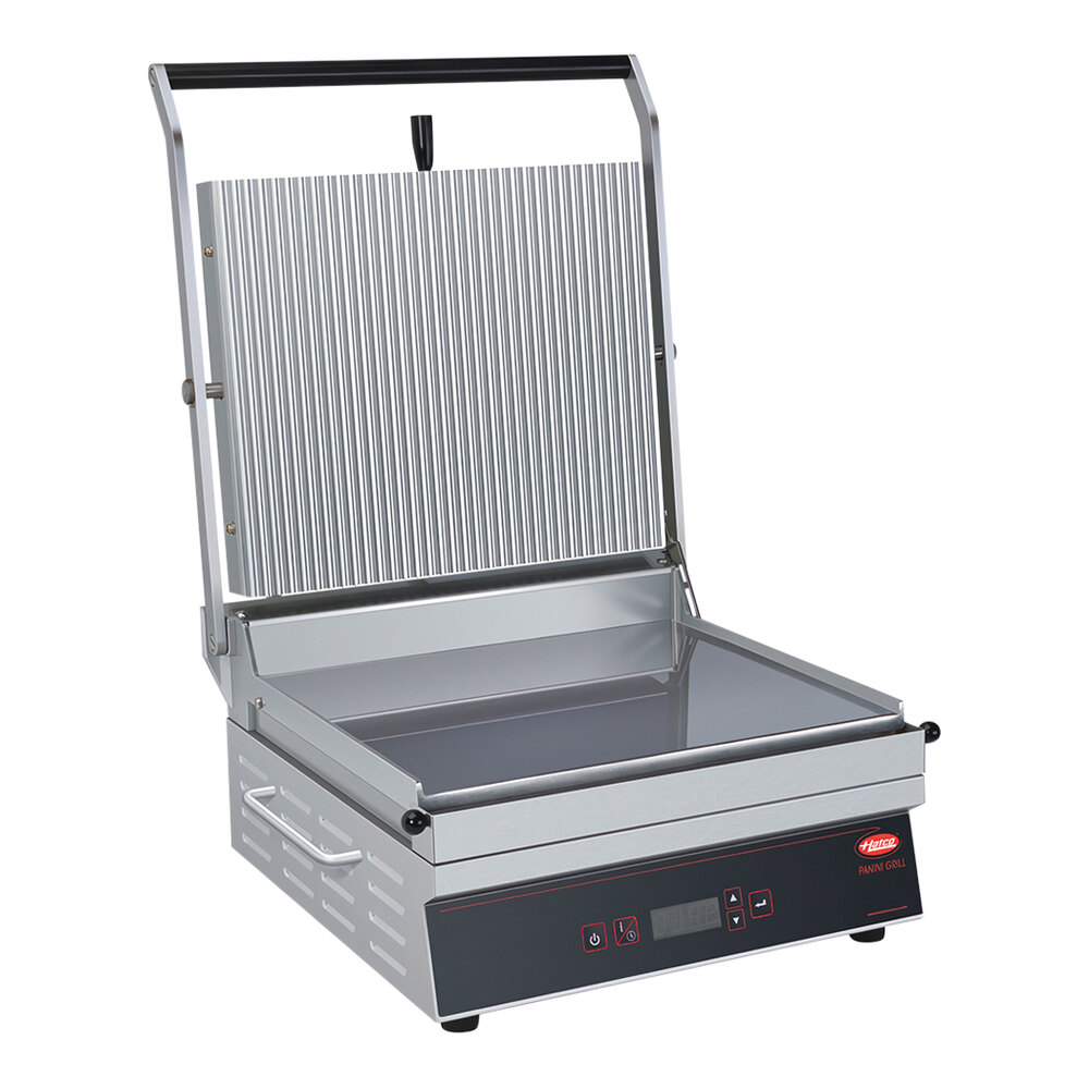 Hatco PG14F-1 Single Panini Grill with Flat Plates - 13 13/16" x 11 13/ ...