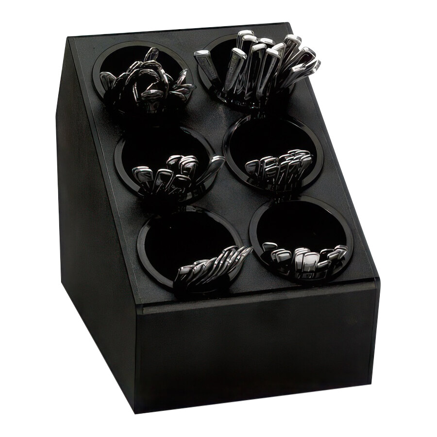 Dispense-Rite Black Polystyrene 6-Section Countertop Flatware ...