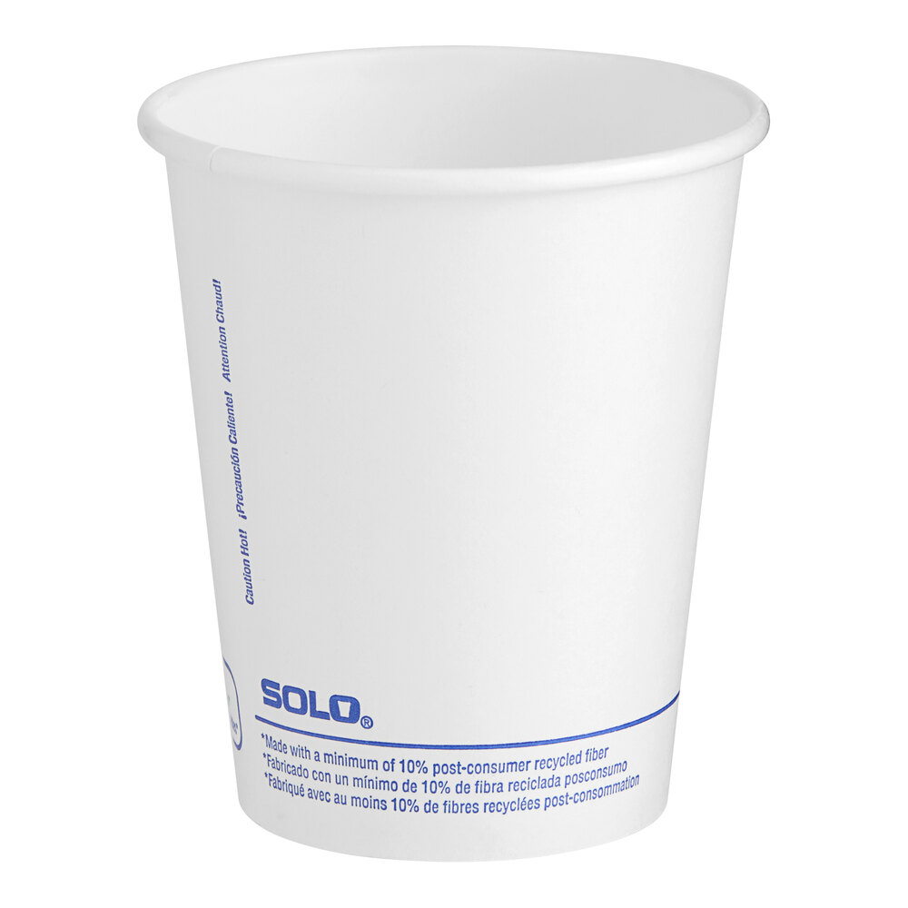 Solo 10 oz. White Single-Sided Poly Paper Hot Cup with QR Code - 1,000/Case