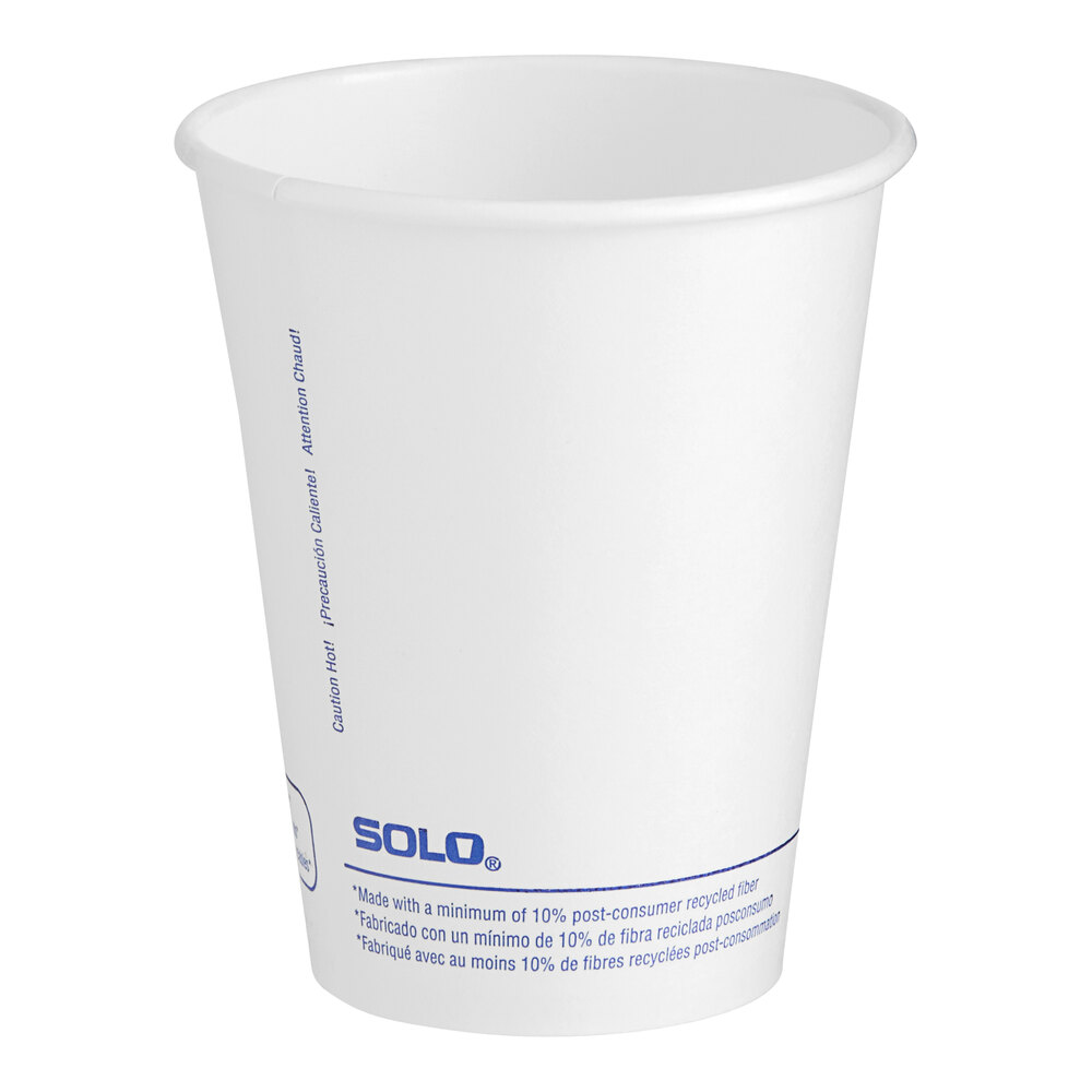 Solo 8 oz. White Single-Sided Poly Paper Hot Cup with QR Code - 1,000/Case