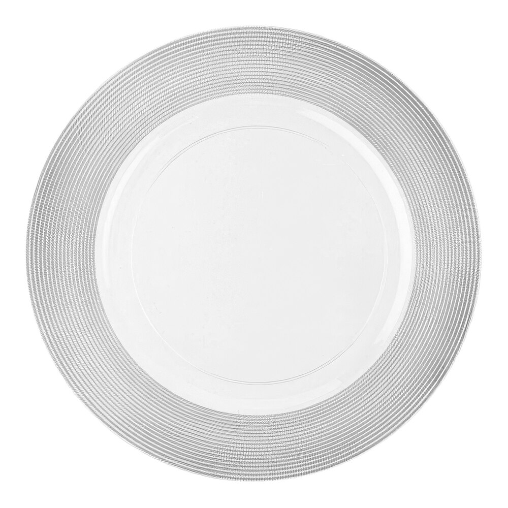 Posh Setting 13" Round Clear Plastic Charger Plate with Silver Rope ...