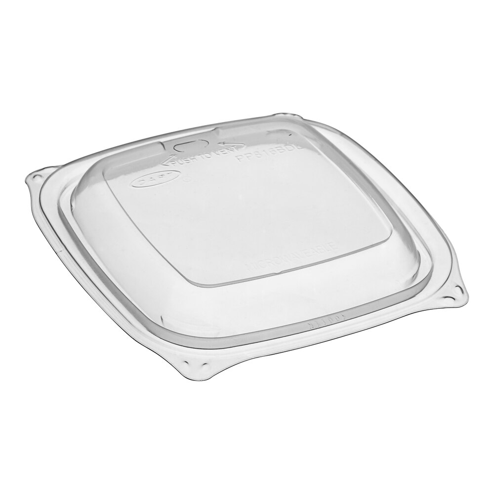 Dart PP816BDL PresentaBowls Pro Clear Polypropylene Vented Square Flat ...