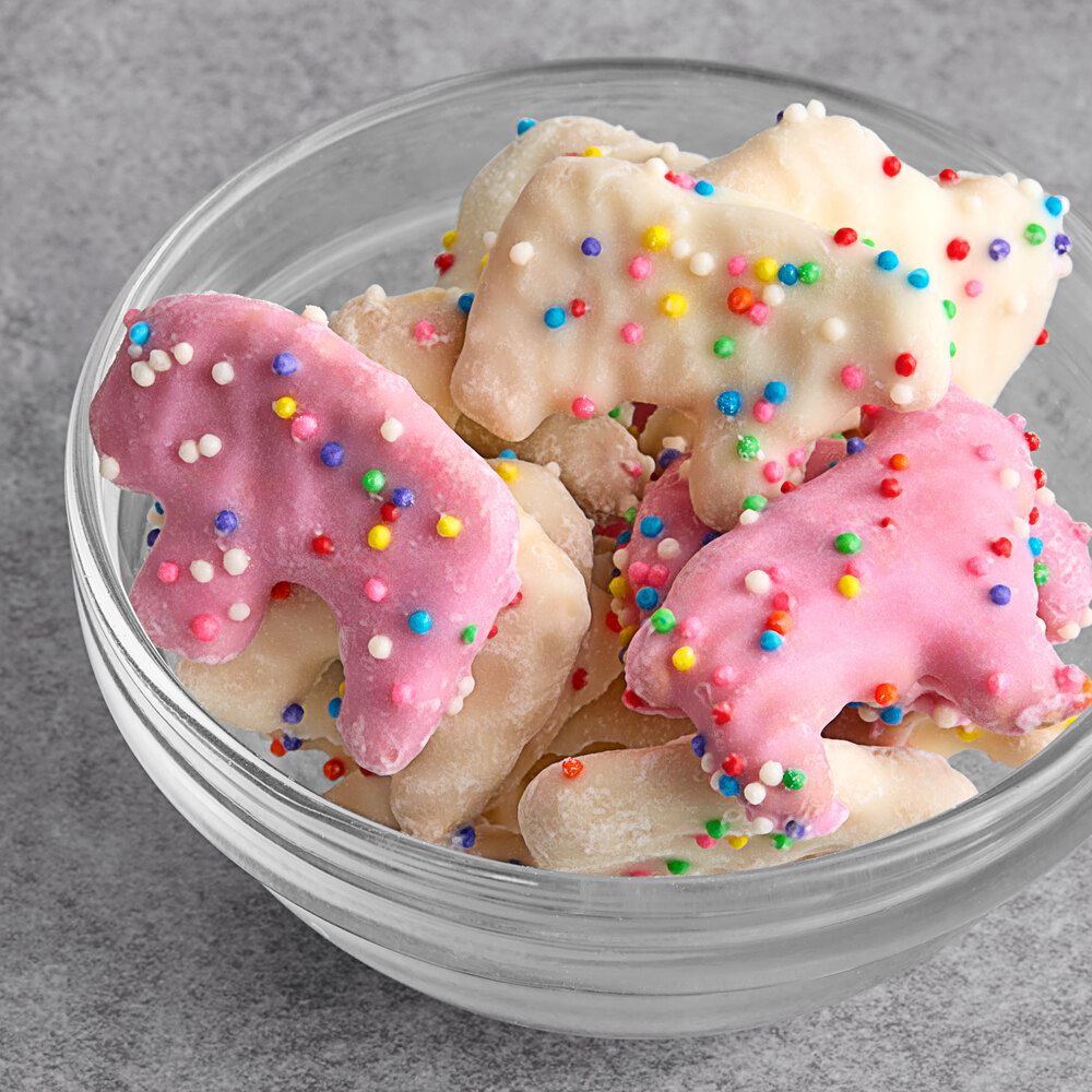 Pink and White Yogurt-Covered Celebration Animal Crackers 9 lb.