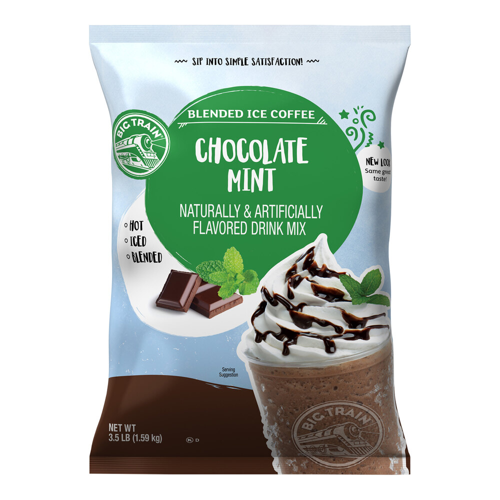 Big Train 3.5 lb. Chocolate Mint Blended Ice Coffee Mix - 5/Case